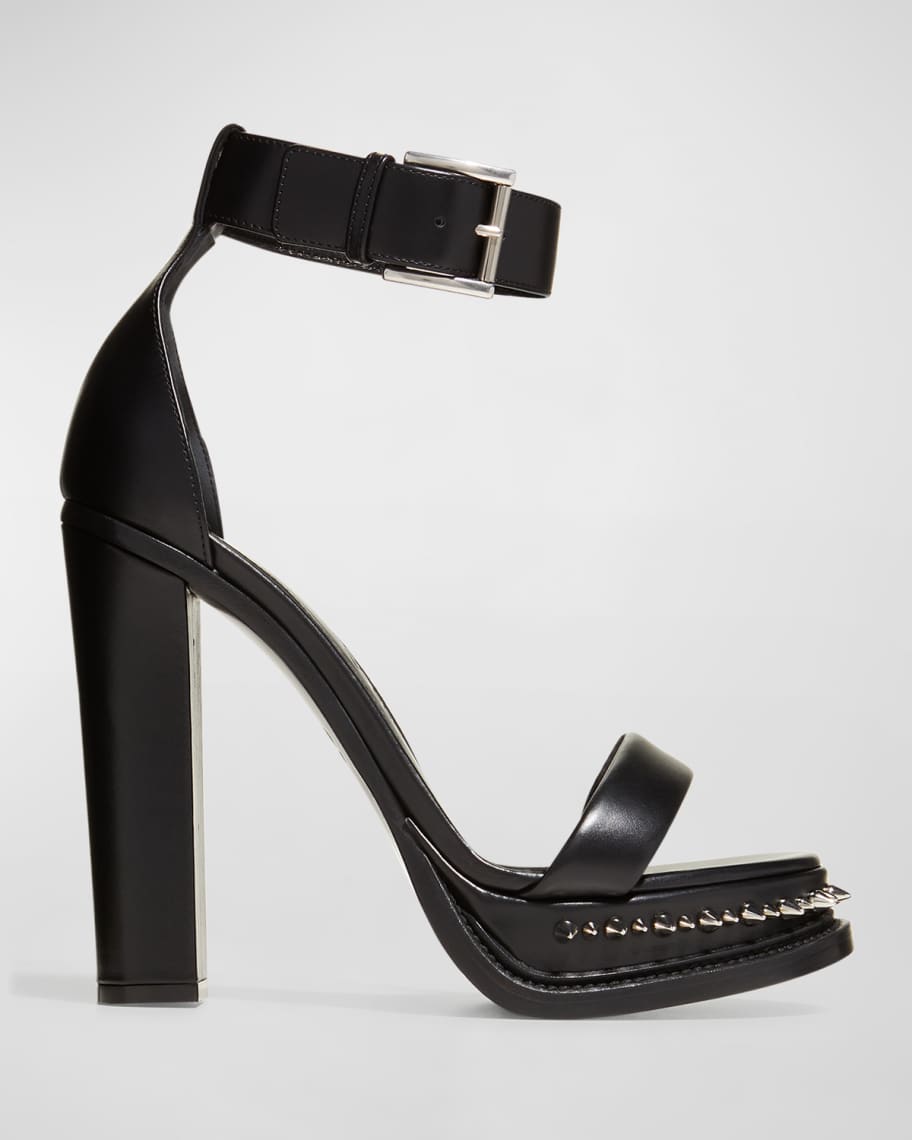 McQueen Punk Spike Ankle-Strap Platform Sandals | Neiman Marcus