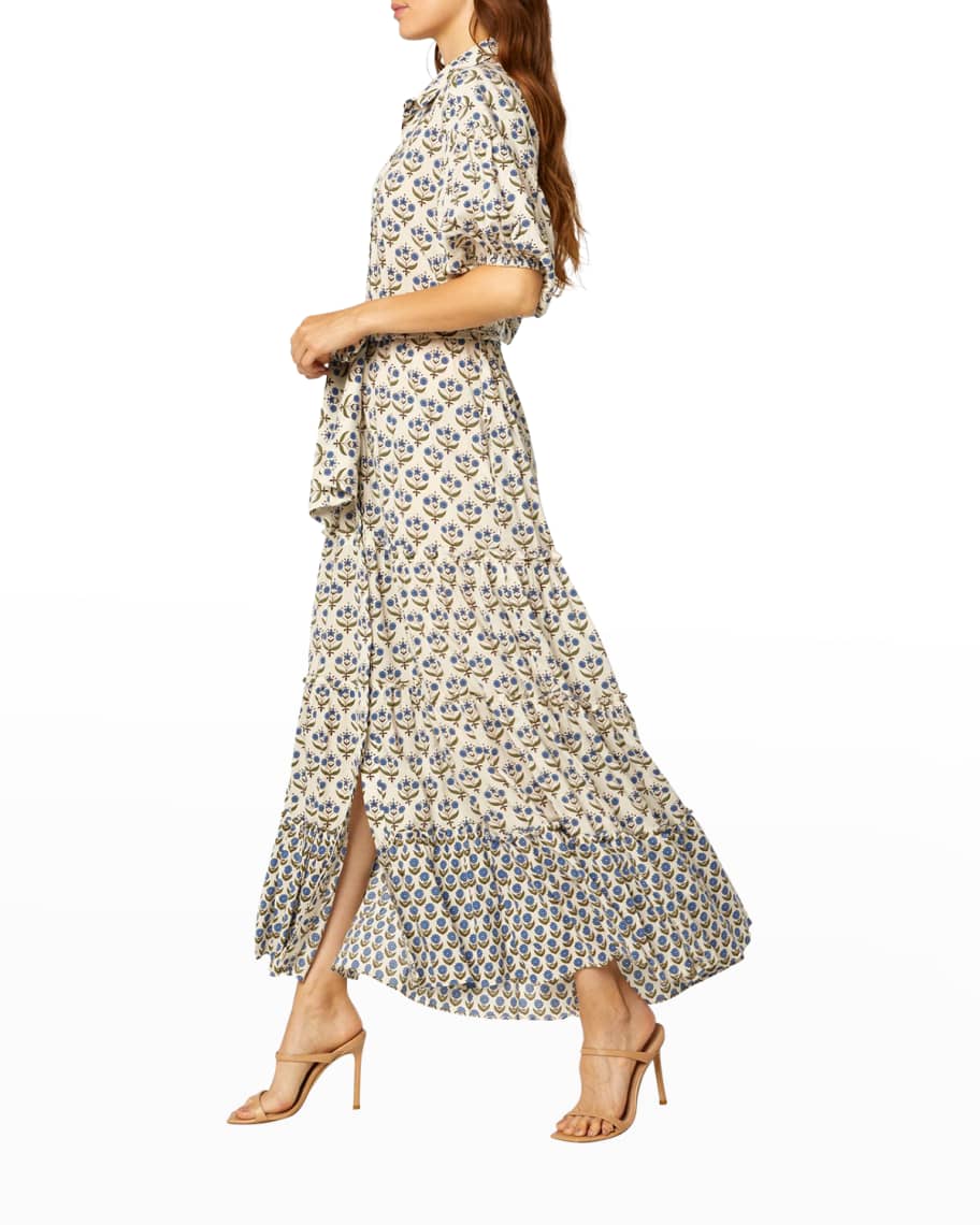 MISA Los Angeles Daniela Puff-Sleeve Maxi Shirtdress | Neiman Marcus