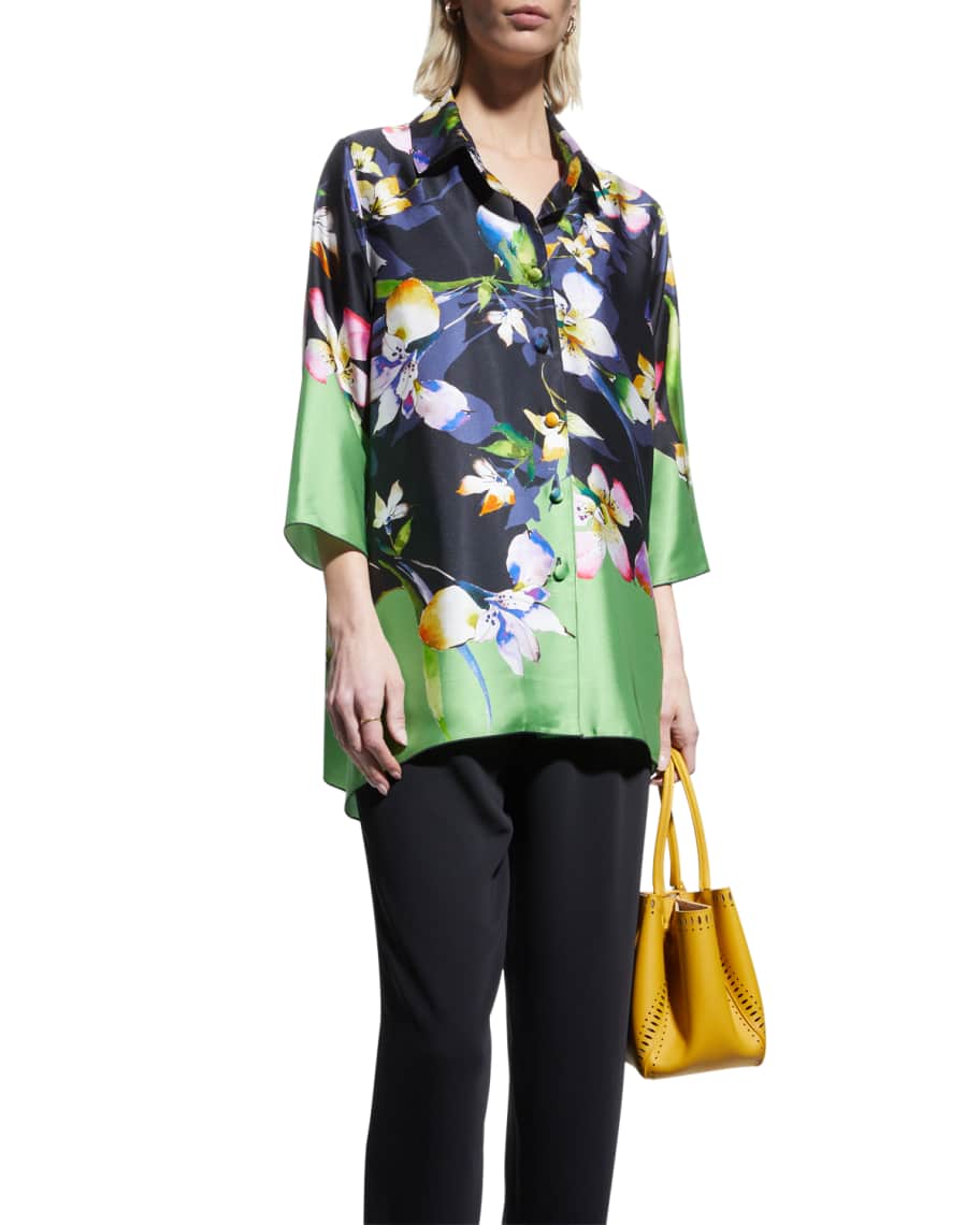 Caroline Rose Flower Show Floral-Print Shirt | Neiman Marcus