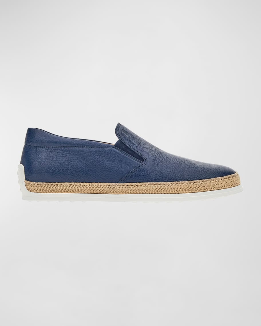 Tod's Men's Pantofola Gomma Raffia Leather Espadrilles | Neiman Marcus