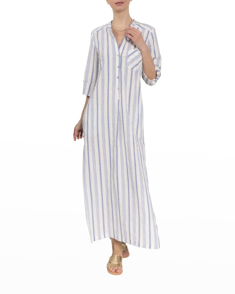 Everyday Ritual Tracey Striped Button-Front Caftan | Neiman Marcus