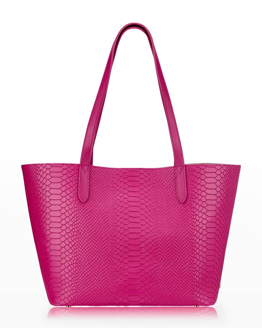 Gigi New York Teddie Snake-Embossed East-West Tote Bag | Neiman Marcus
