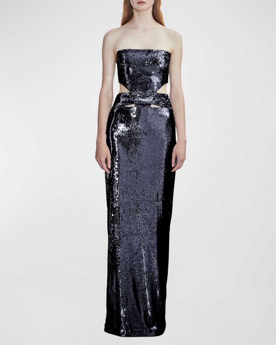 Et Ochs Ava Strapless Sequined Cutout Column Gown | Neiman Marcus