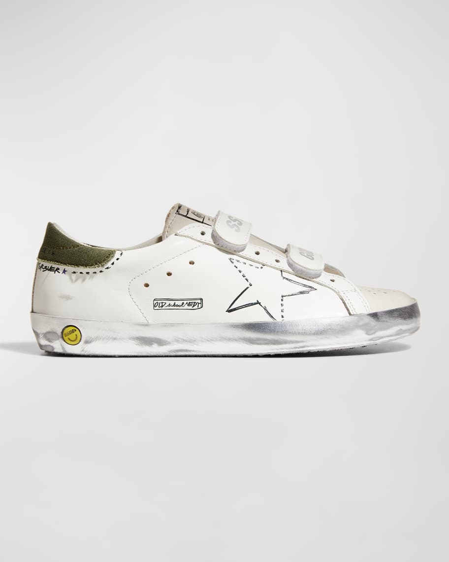 Golden Goose Girl's Old School Leather Grip-Strap Sneakers, Size Kid ...