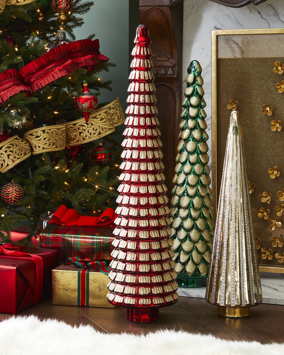 Neiman Marcus 36" Red and Gold Decorative Glass Tree | Neiman Marcus