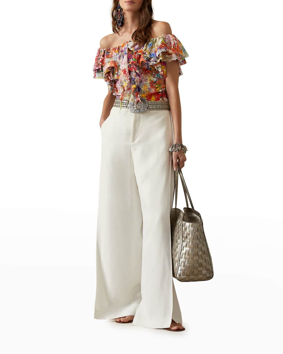 Ralph Lauren Collection Desarae Floral-Print Ruffle Off-The-Shoulder ...