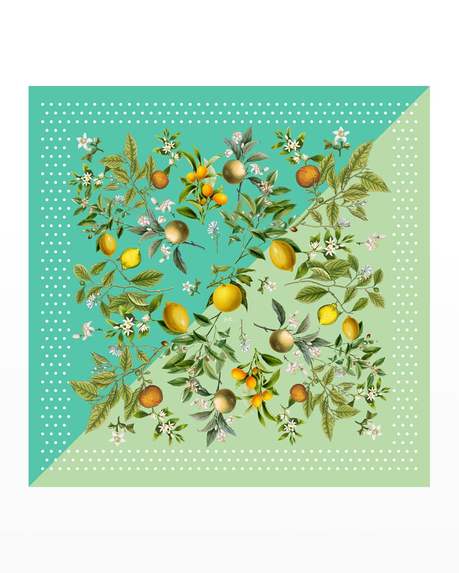 St. Piece Patina Lemon & Orange-Print Satin Scarf | Neiman Marcus