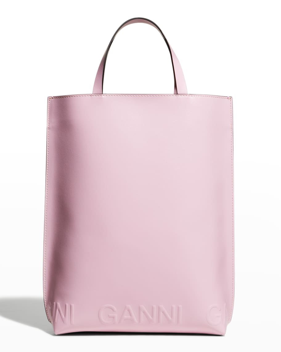 Ganni Banner Recycled Leather Top-Handle Bag | Neiman Marcus
