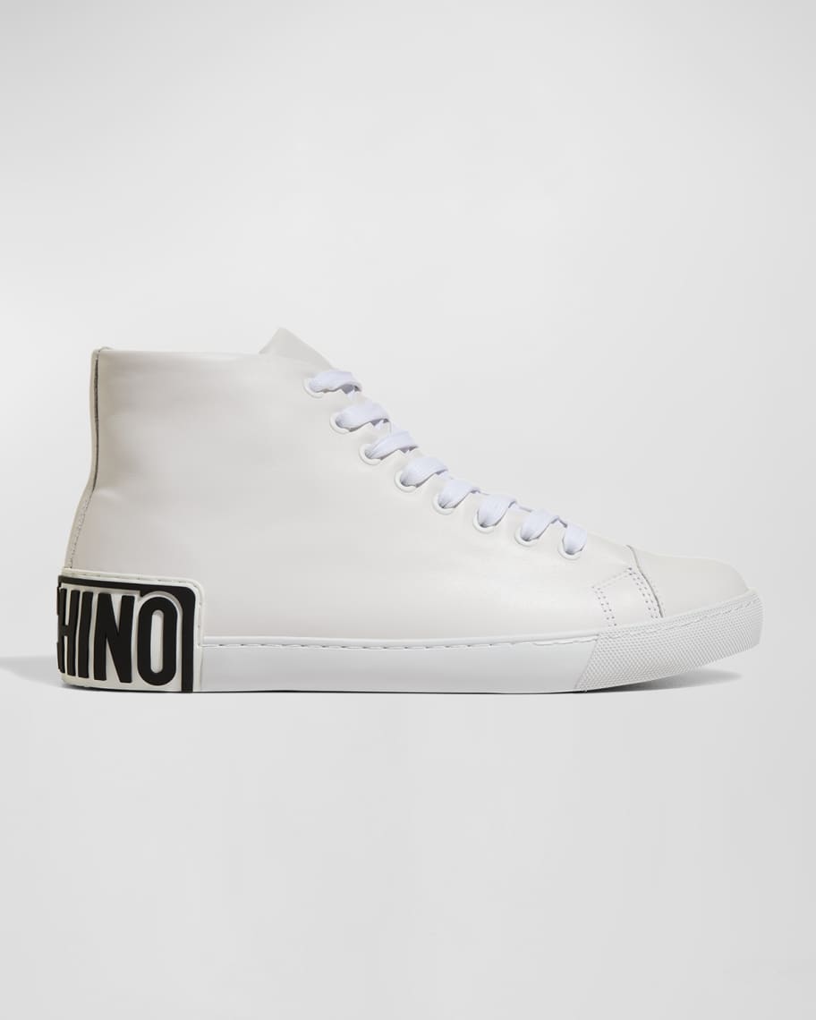 Moschino Men's Maxilogo Leather High-Top Sneakers | Neiman Marcus