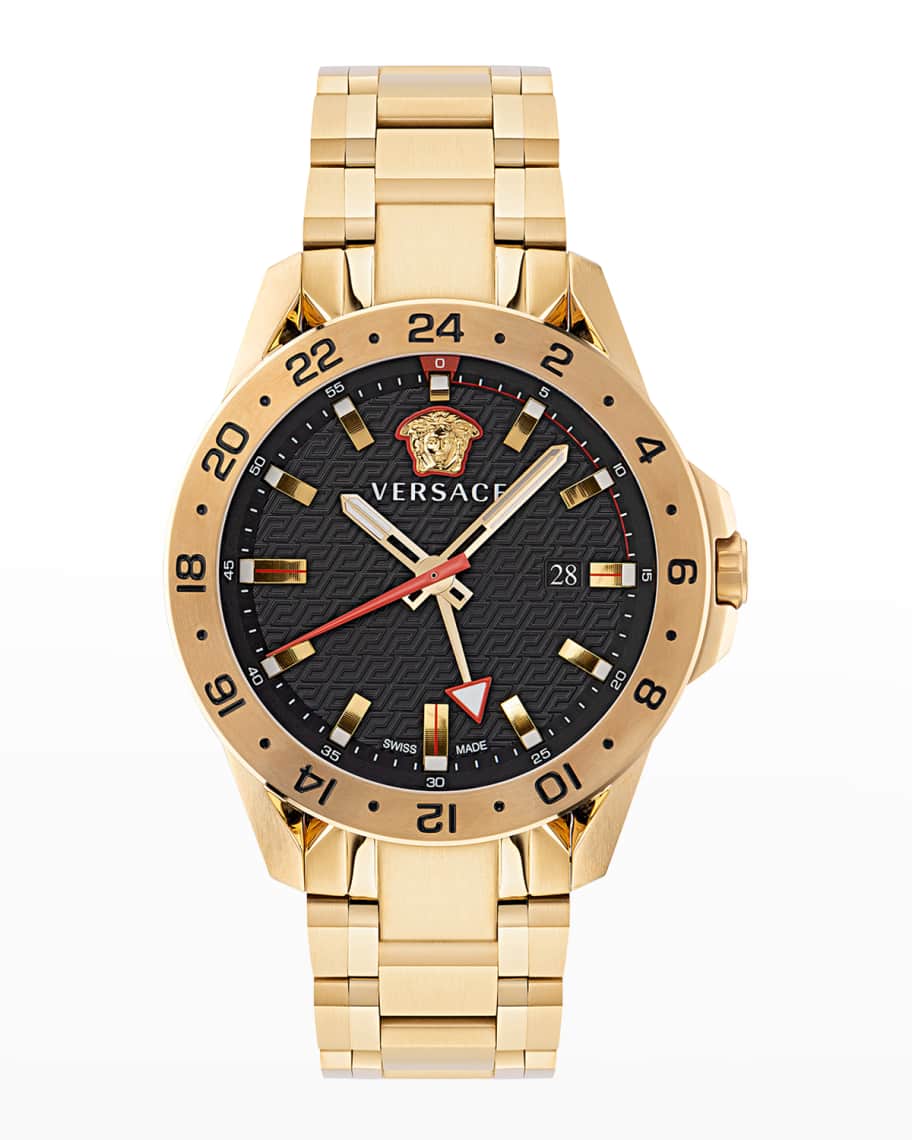 Versace Men's Sport Tech GMT IP Yellow Gold Stainless Steel Watch, 45mm ...