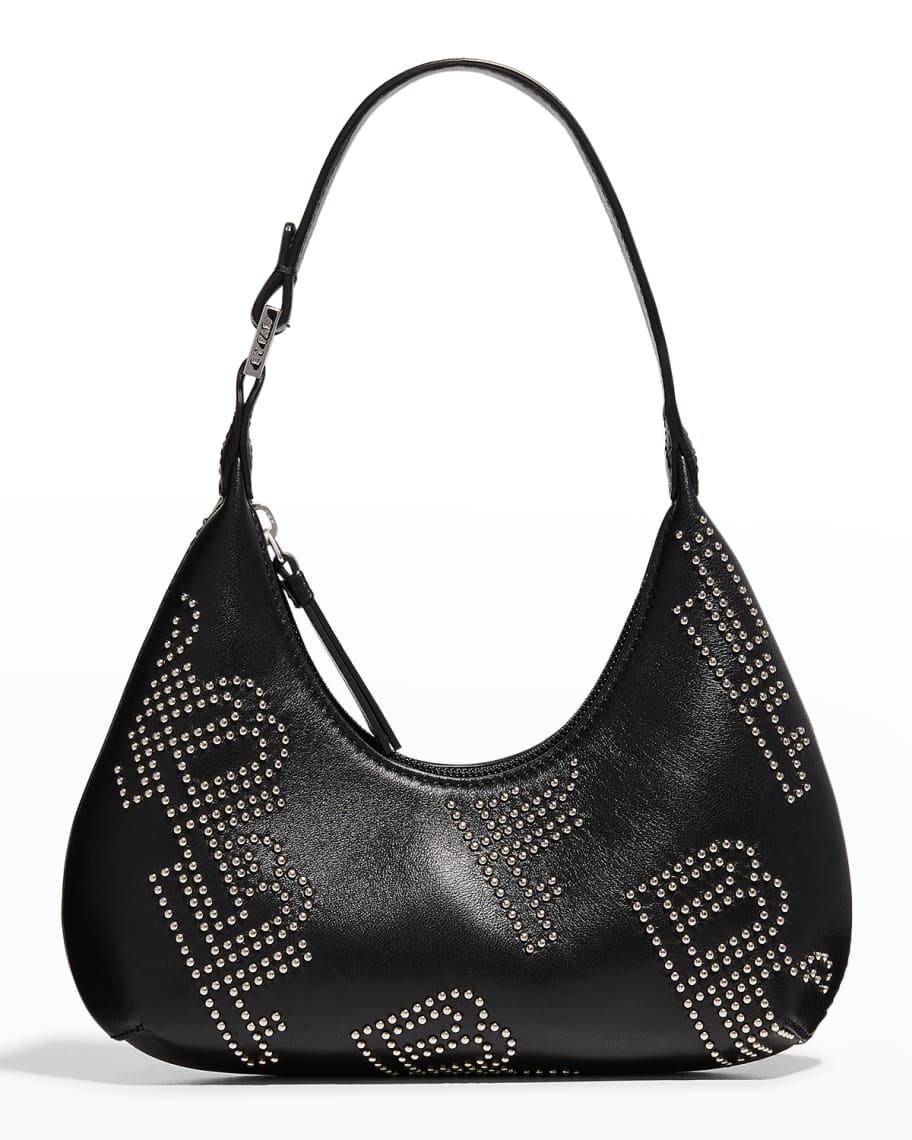 BY FAR Amber Baby Logo Studded Shoulder Bag | Neiman Marcus