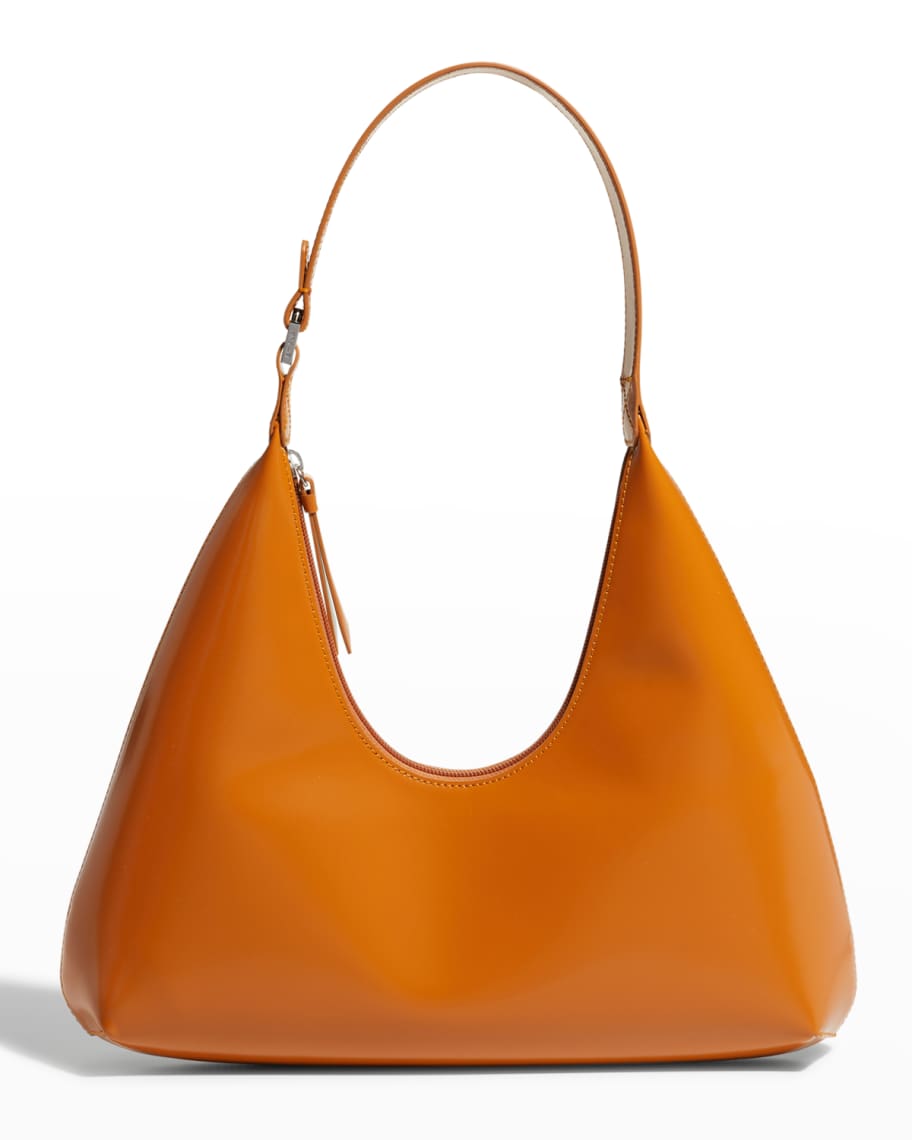BY FAR Amber Half-Moon Semi-Patent Shoulder Bag | Neiman Marcus