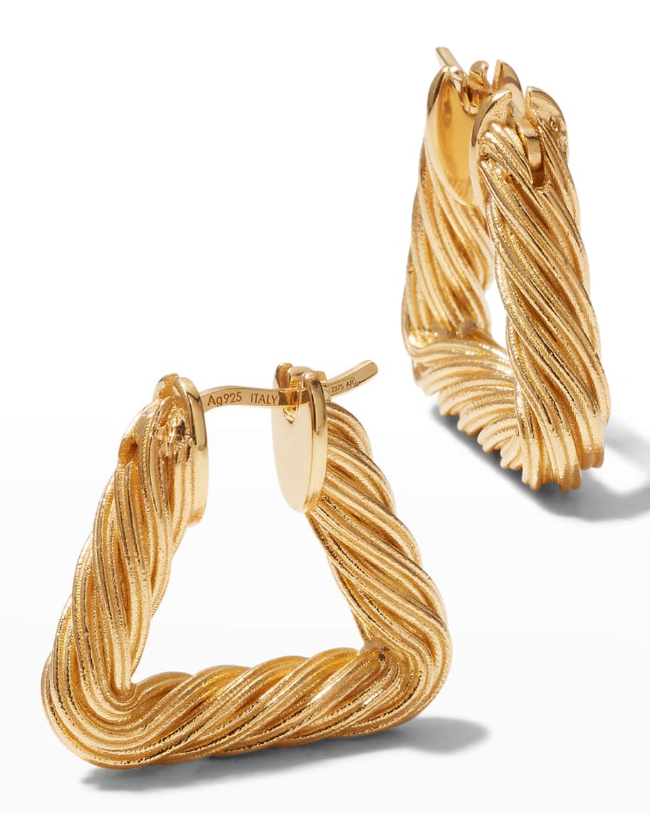 Bottega Veneta Twisted Triangle Hoop Earrings | Neiman Marcus