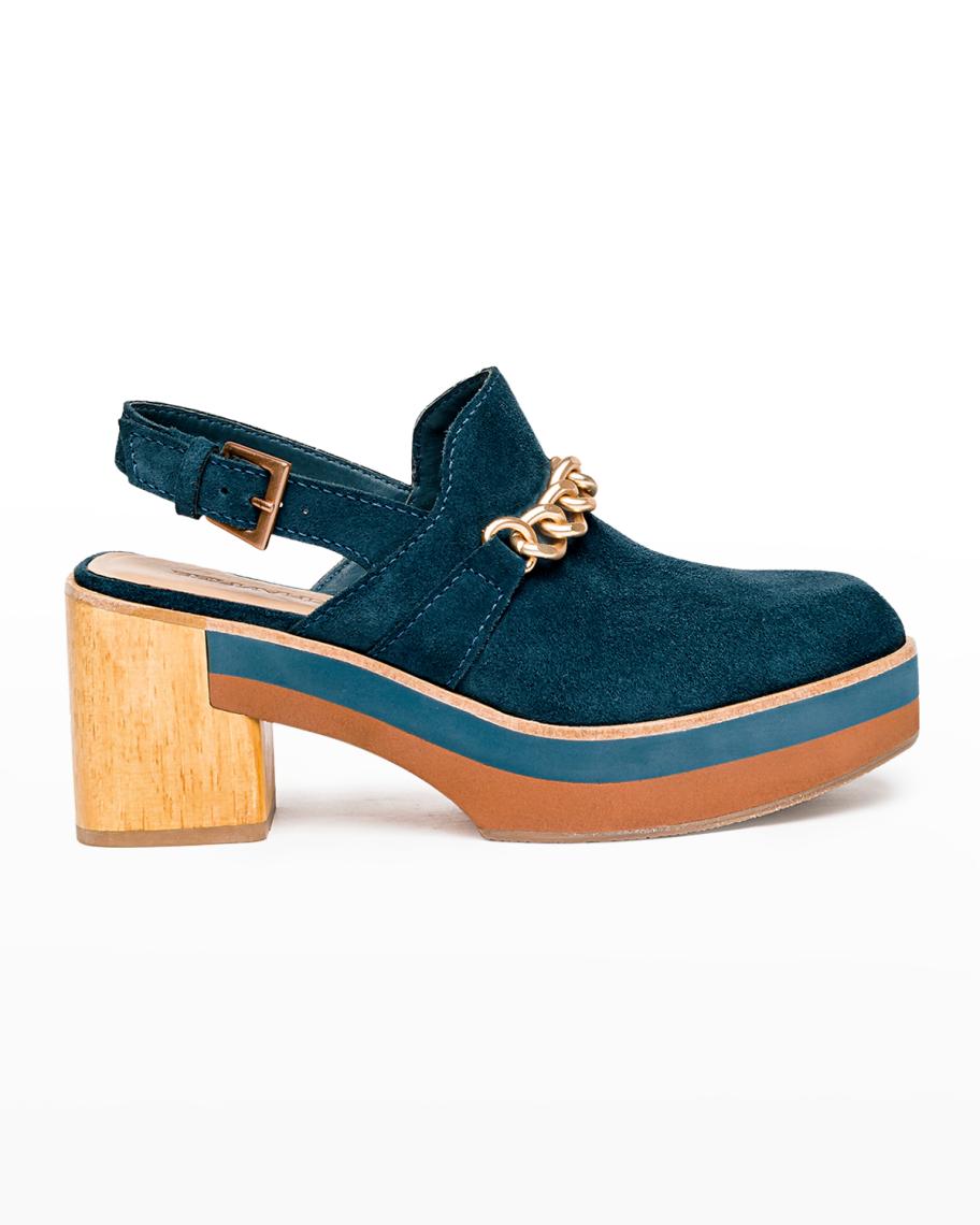Bernardo Sochi Suede Chain Slingback Clogs | Neiman Marcus
