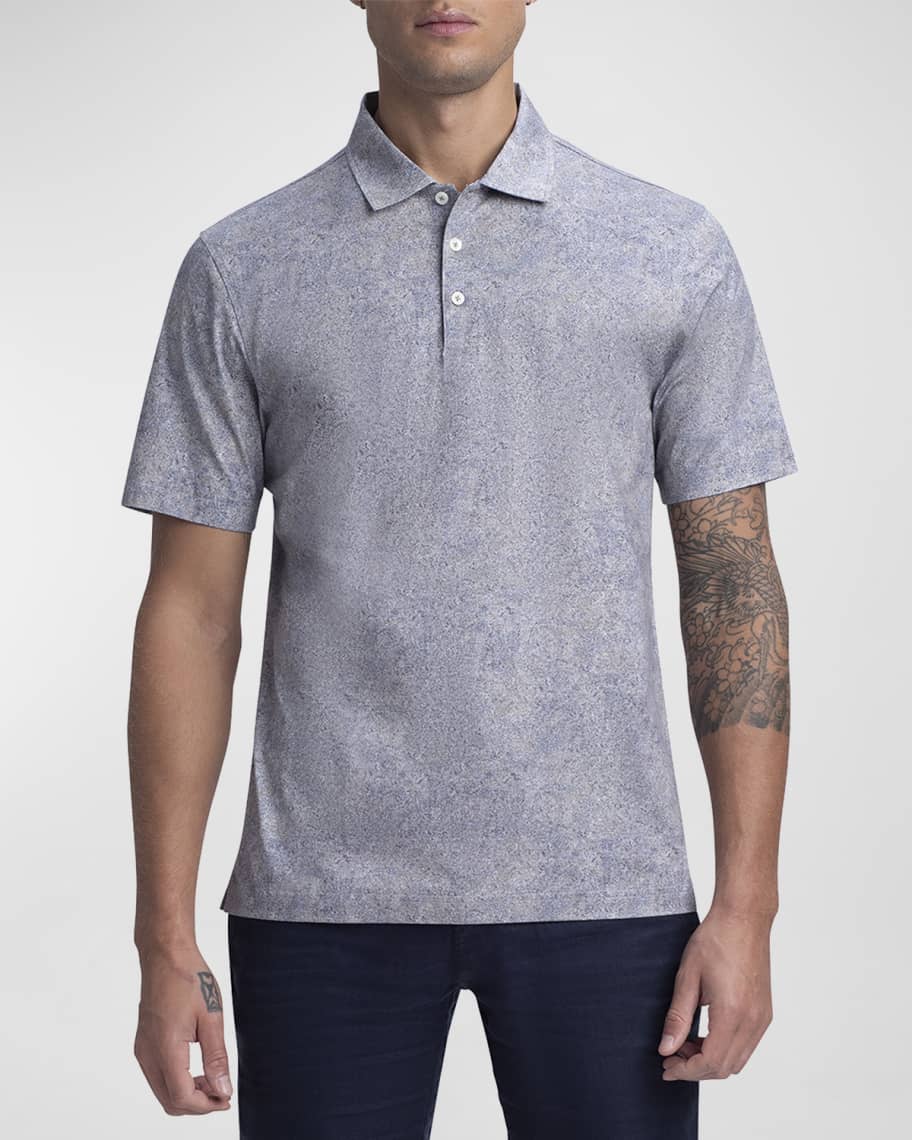 Bugatchi Men's Ooohcotton Tech Victor Marble Polo Shirt | Neiman Marcus