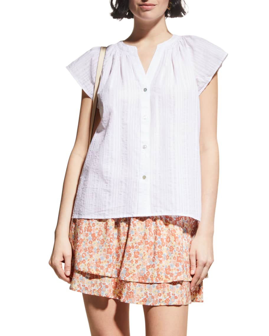 Rails Alena Stripe Short-Sleeve Button-Front Shirt | Neiman Marcus