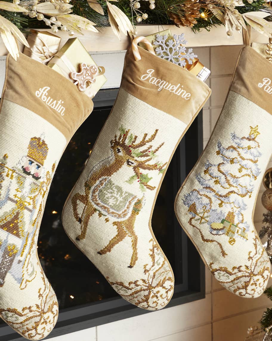 Personalized Reindeer Needlepoint Stocking | Neiman Marcus