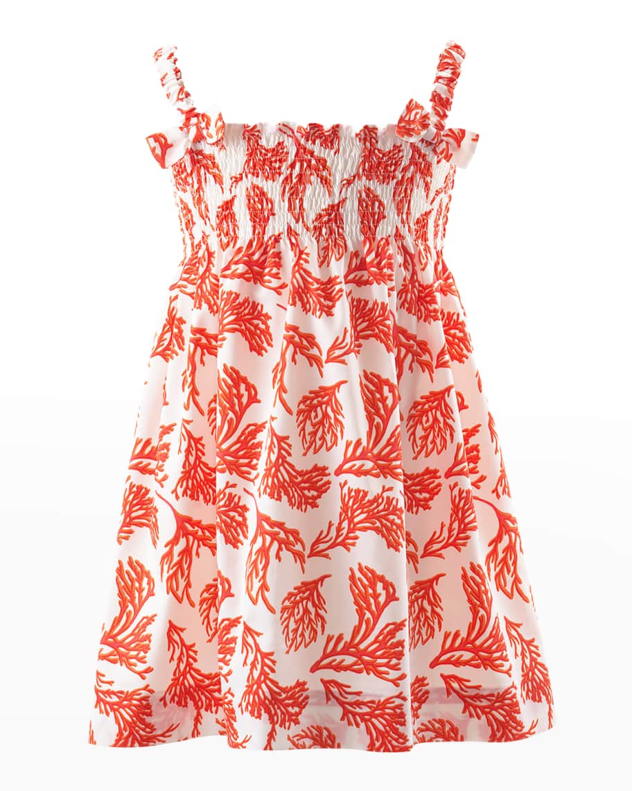 Rachel Riley Girl's Coral-Print Sundress, Size 3T-10 | Neiman Marcus