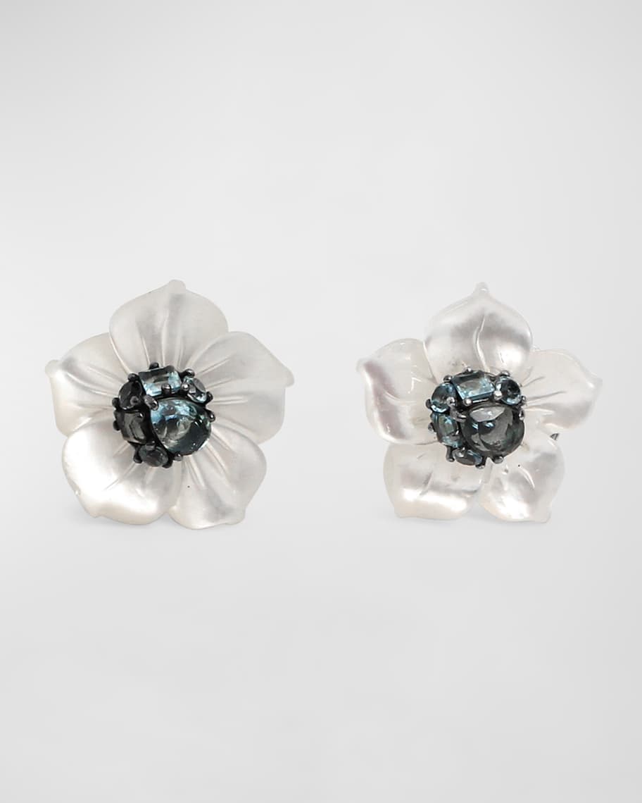 Stephen Dweck Mother-of-Pearl Flower Earrings with Blue Topaz | Neiman ...