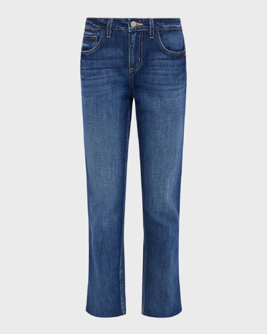 L'Agence Milana Low-Rise Cropped Straight Jeans | Neiman Marcus