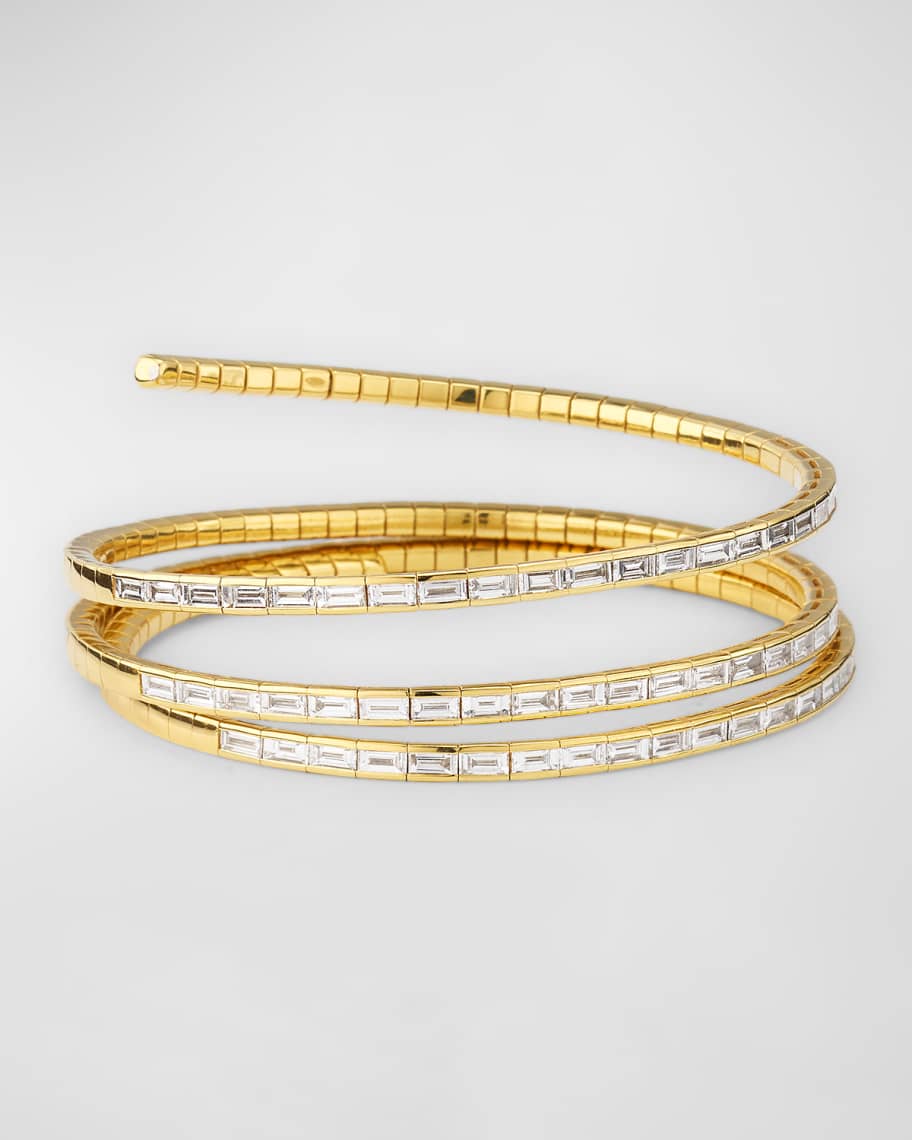 Rahaminov Diamonds 18K Yellow Gold 3-Coil Baguette Diamond Wrap ...