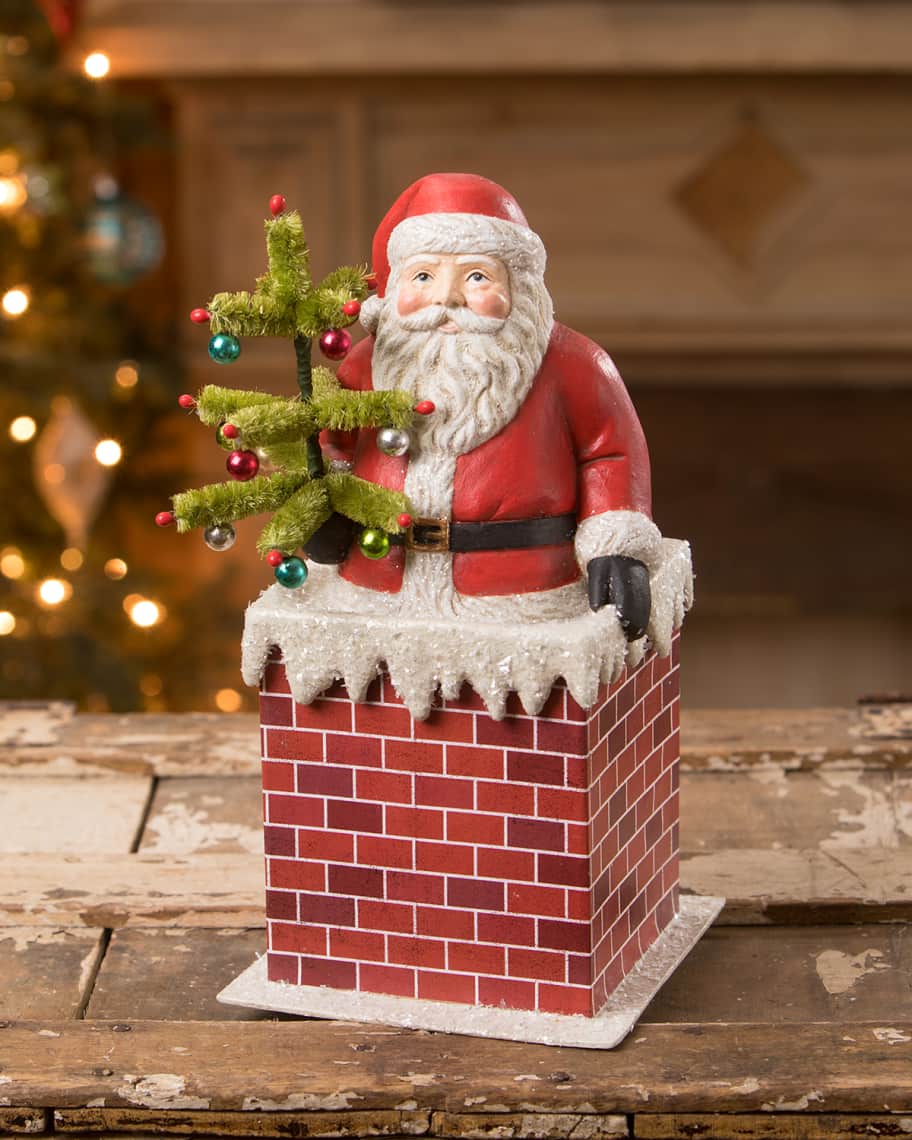 Bethany Lowe Holiday Vintage Santa in Chimney, 12"T | Neiman Marcus