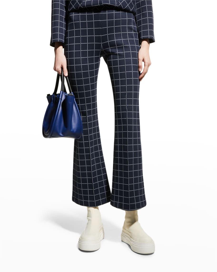 Rosetta Getty Houndstooth Plaid Flare Pants | Neiman Marcus
