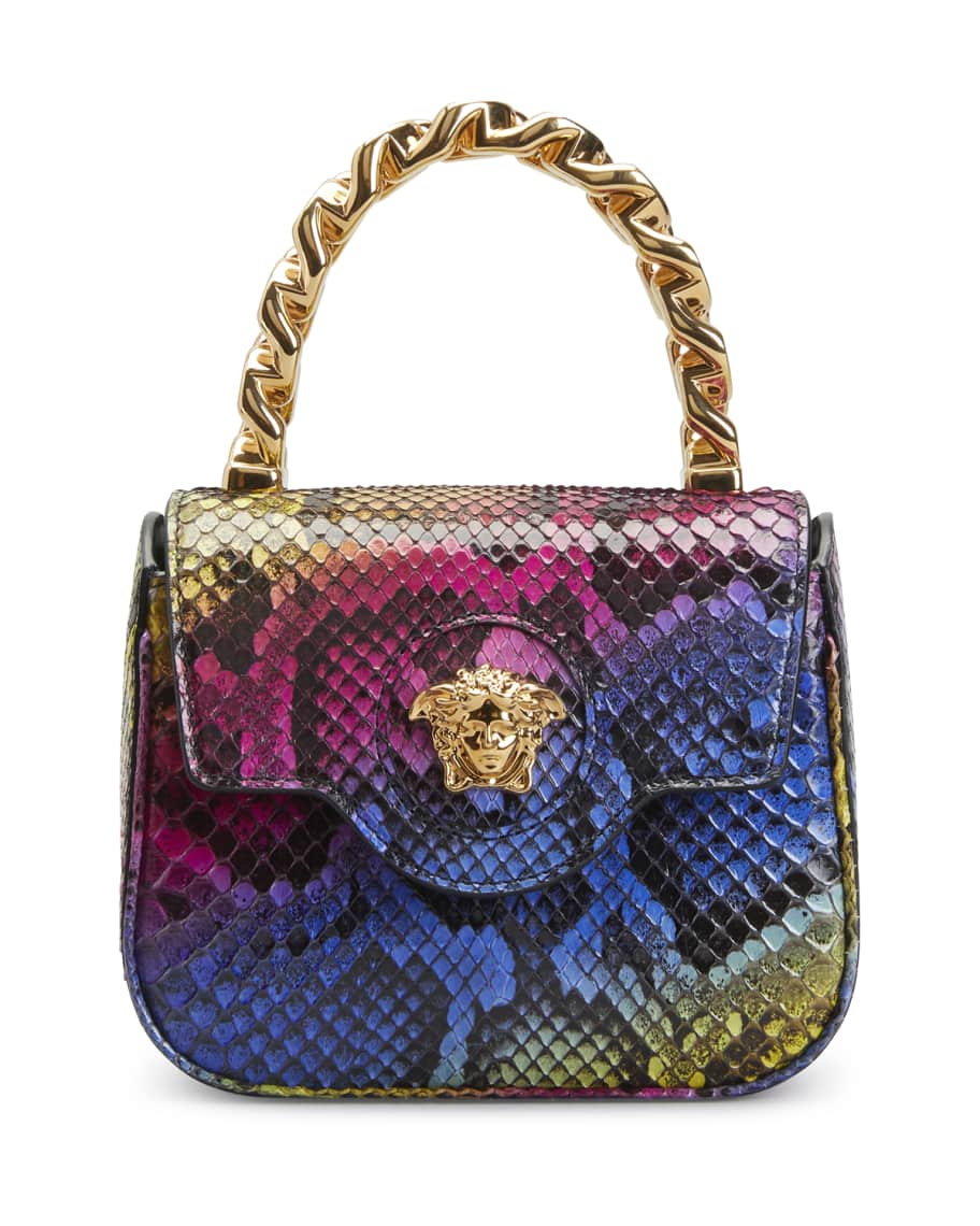 Versace La Medusa Mini Rainbow Python Top-Handle Bag | Neiman Marcus