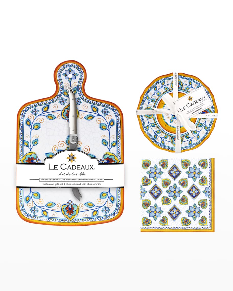 Le Cadeaux Siena Cheeseboard Set With Knife, 4 Piece Appetizer Plates ...