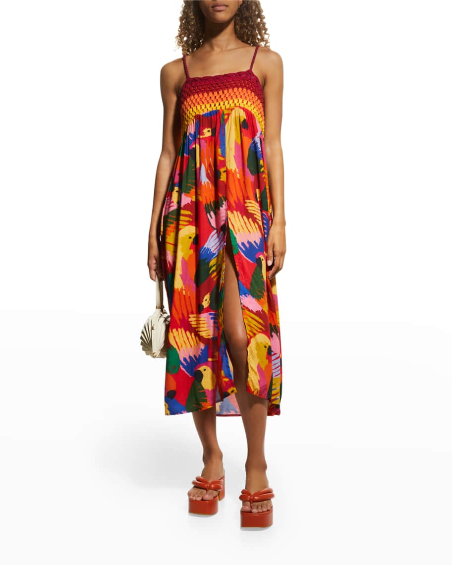 Farm Rio Macaw Party Coverup Midi Dress | Neiman Marcus