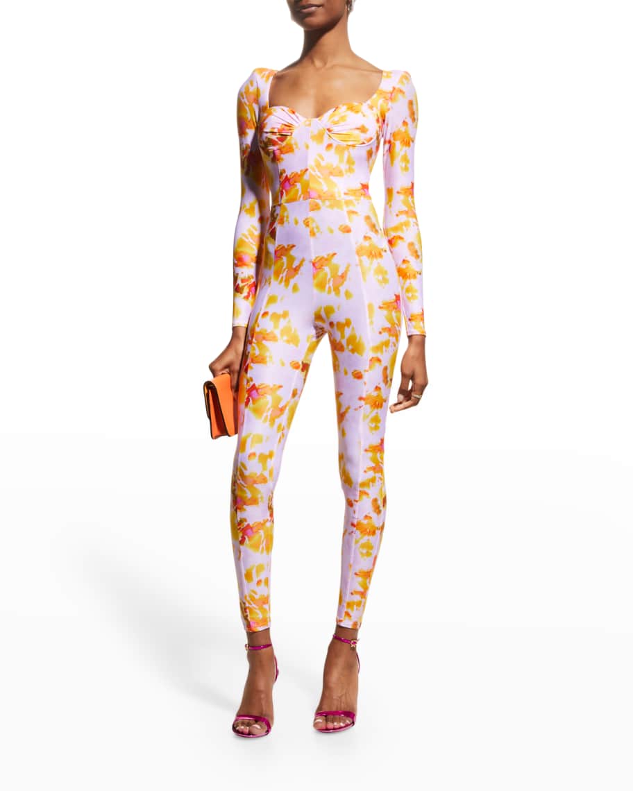 Alex Perry Lanson Printed Sweetheart Catsuit | Neiman Marcus