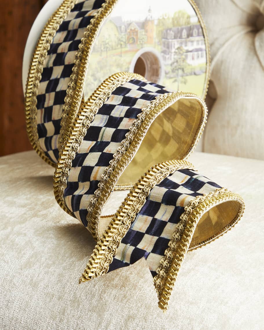 MacKenzie-Childs 2.5" Courtly Check Filigree Ribbon | Neiman Marcus