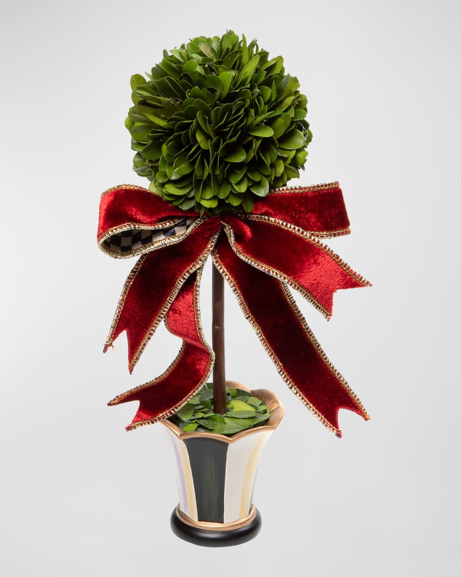 MacKenzie-Childs 10.5" Christmas Magic Boxwood Topiary | Neiman Marcus