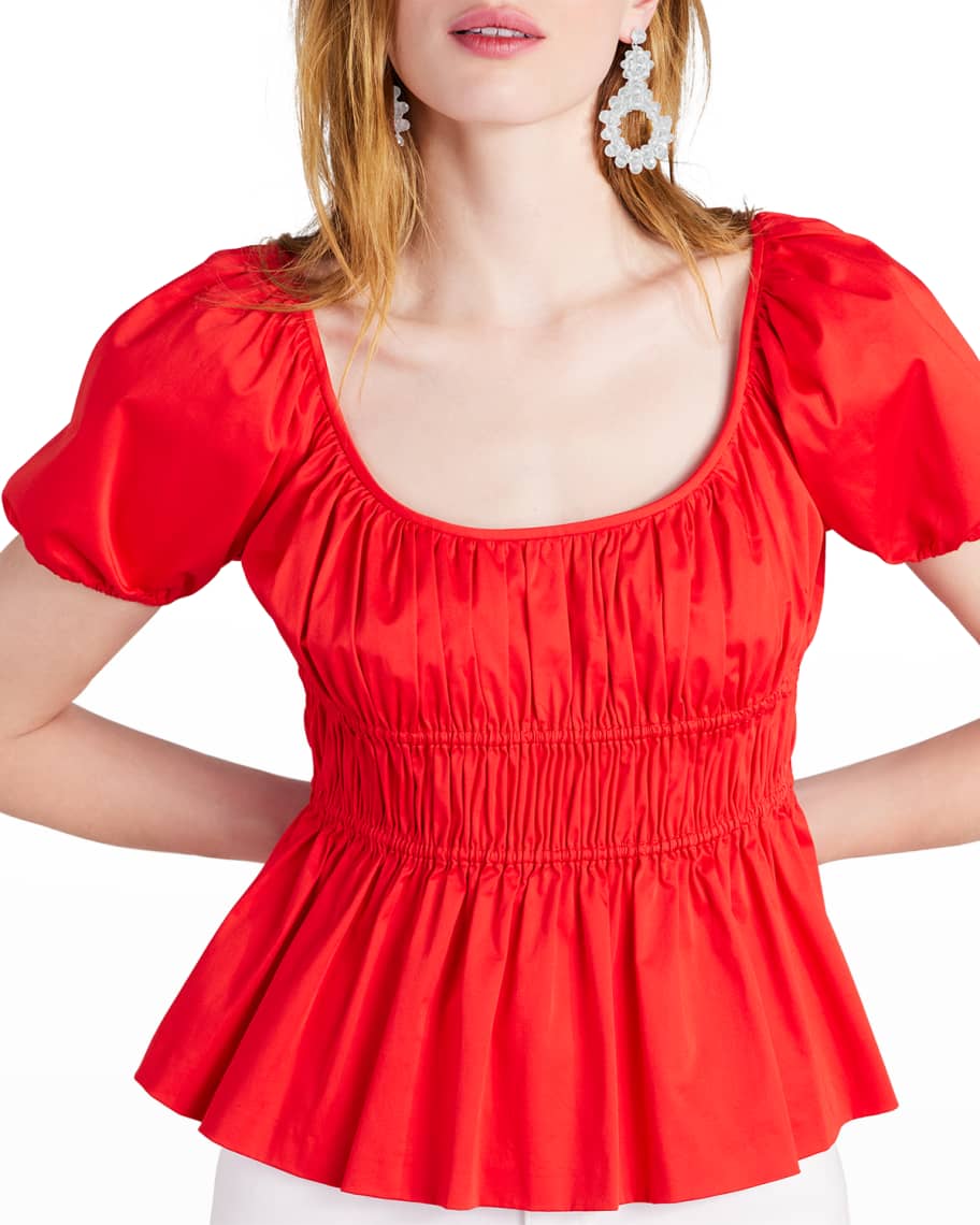 kate spade new york riviera smocked poplin peplum top | Neiman Marcus