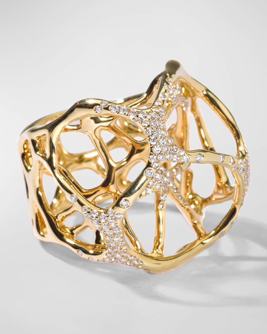 Ippolita 18K Gold Drizzle Irregular Shape Ring with Diamonds, Size 7 ...