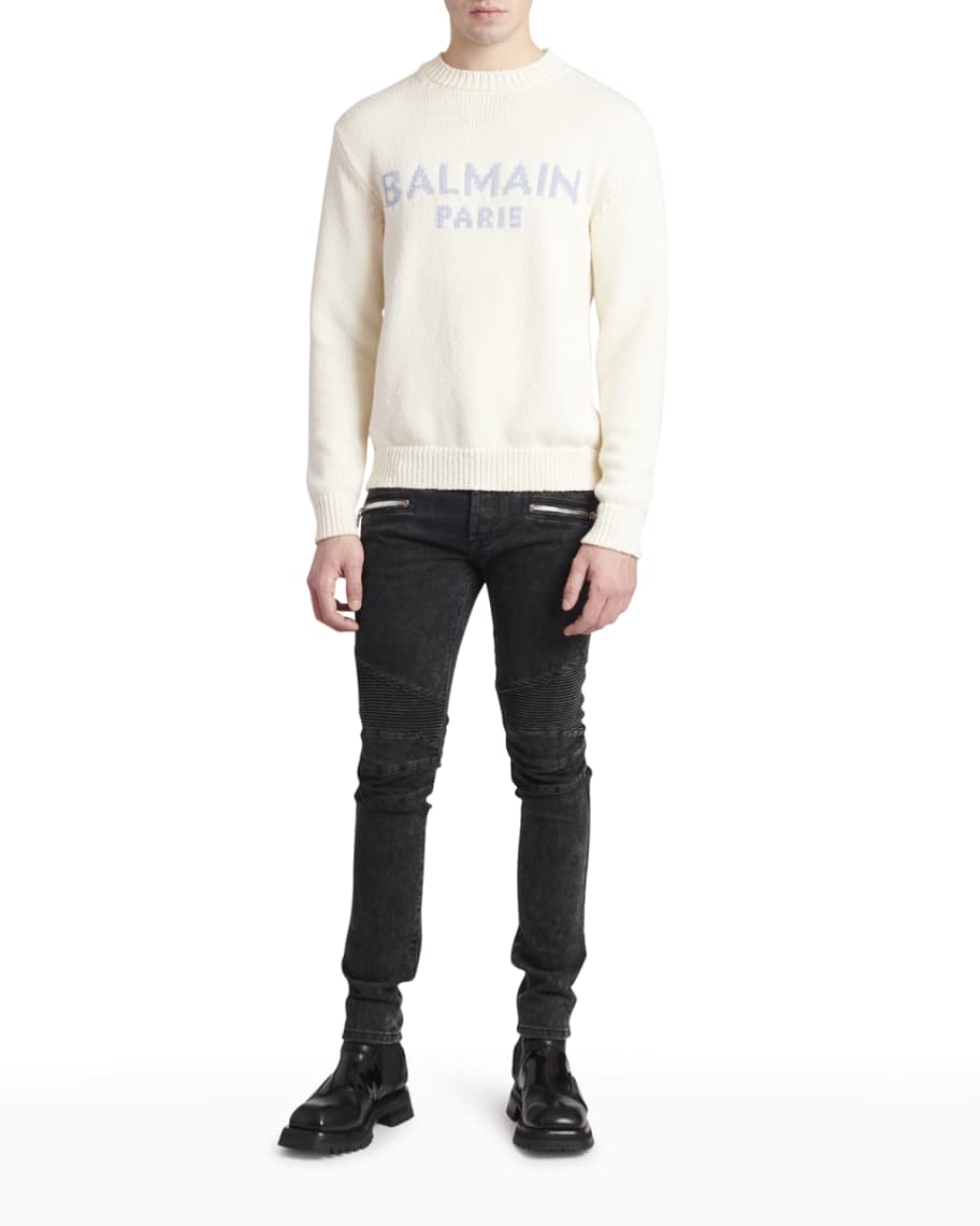 Balmain Men's Wool Logo Sweater | Neiman Marcus