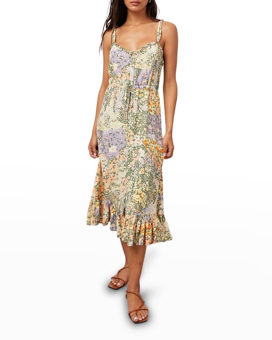 Rails Adalyn Floral Button-Front Midi Dress | Neiman Marcus