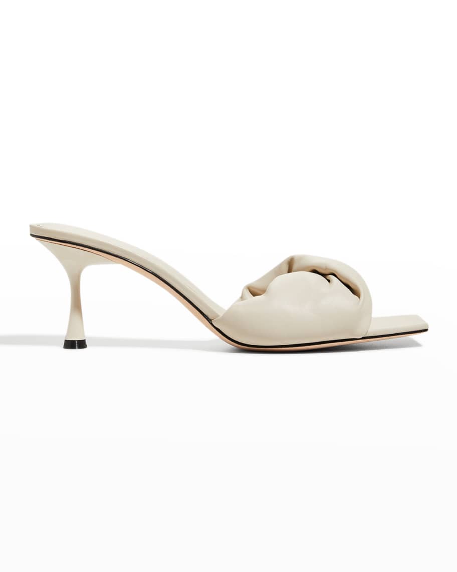 STUDIO AMELIA Twisted Leather Slide Sandals | Neiman Marcus