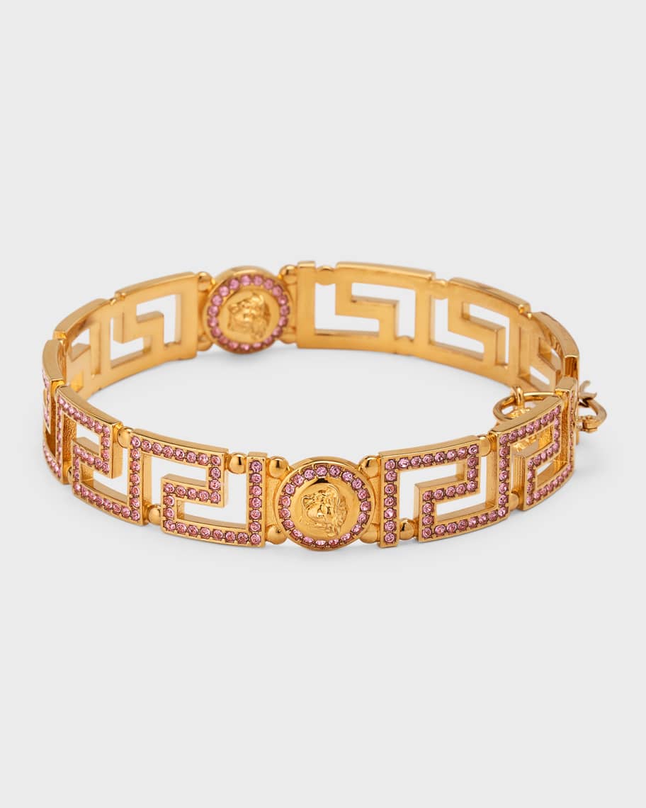 Versace Greca Crystal Hoop Earrings | Neiman Marcus