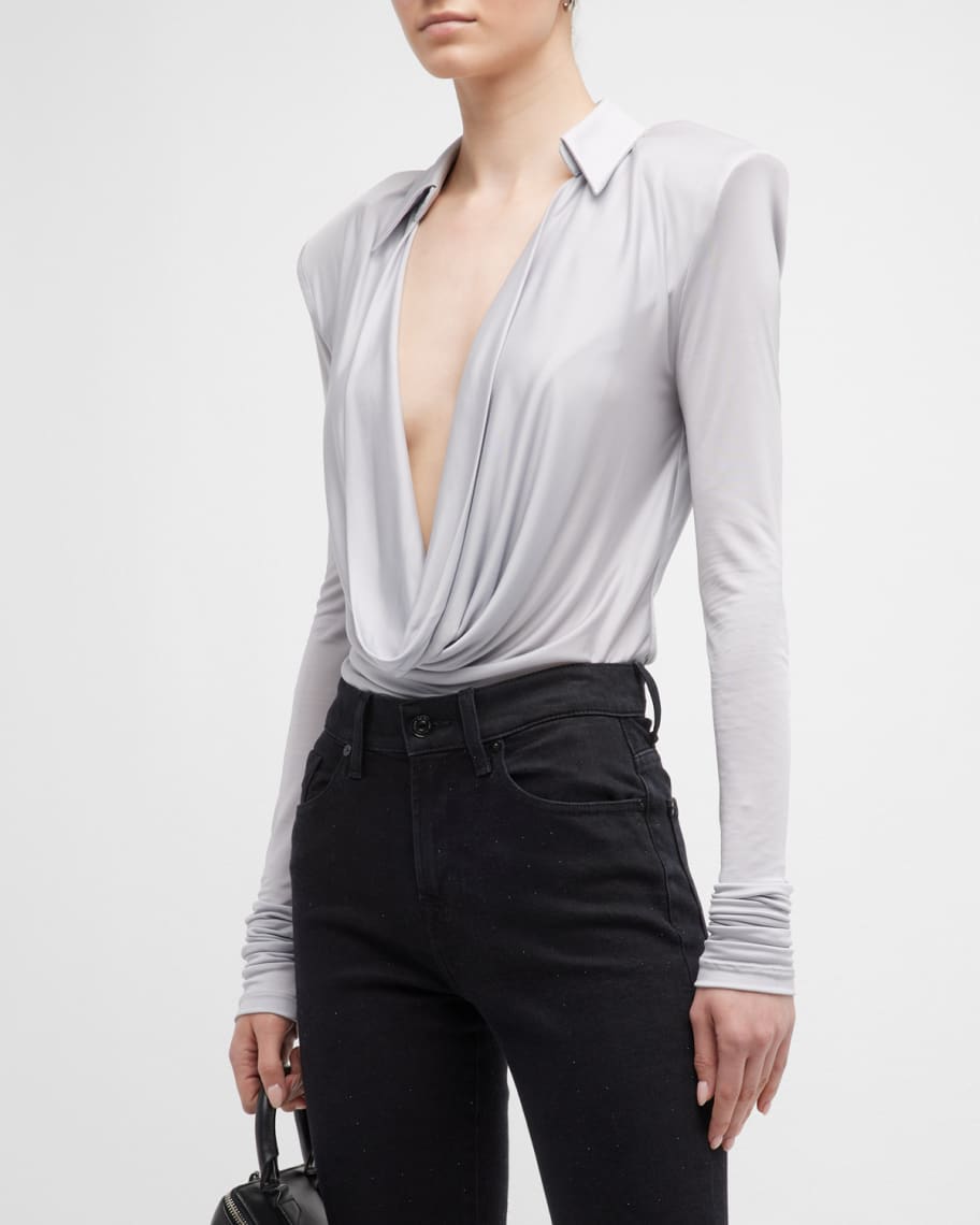 Gauge 81 Bauska Draped Plunging Bodysuit | Neiman Marcus