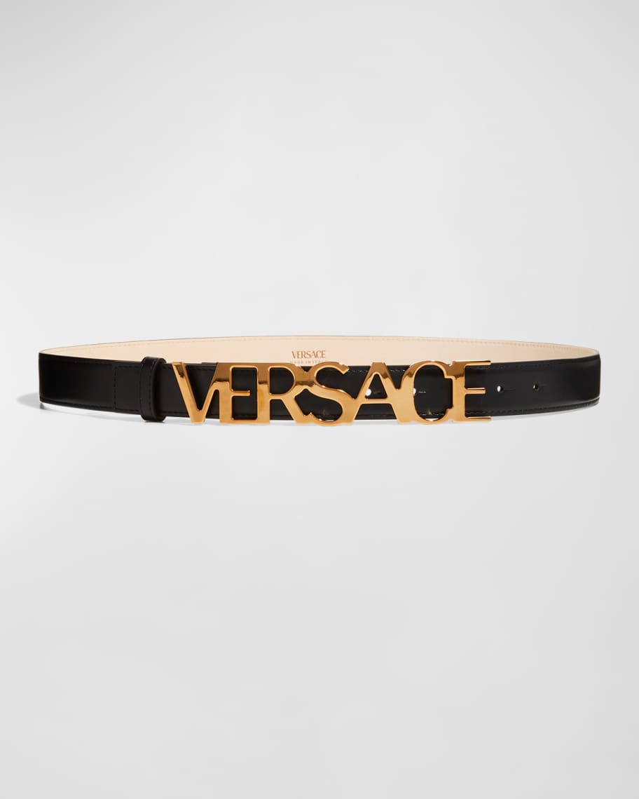 Versace Logo Leather Belt | Neiman Marcus