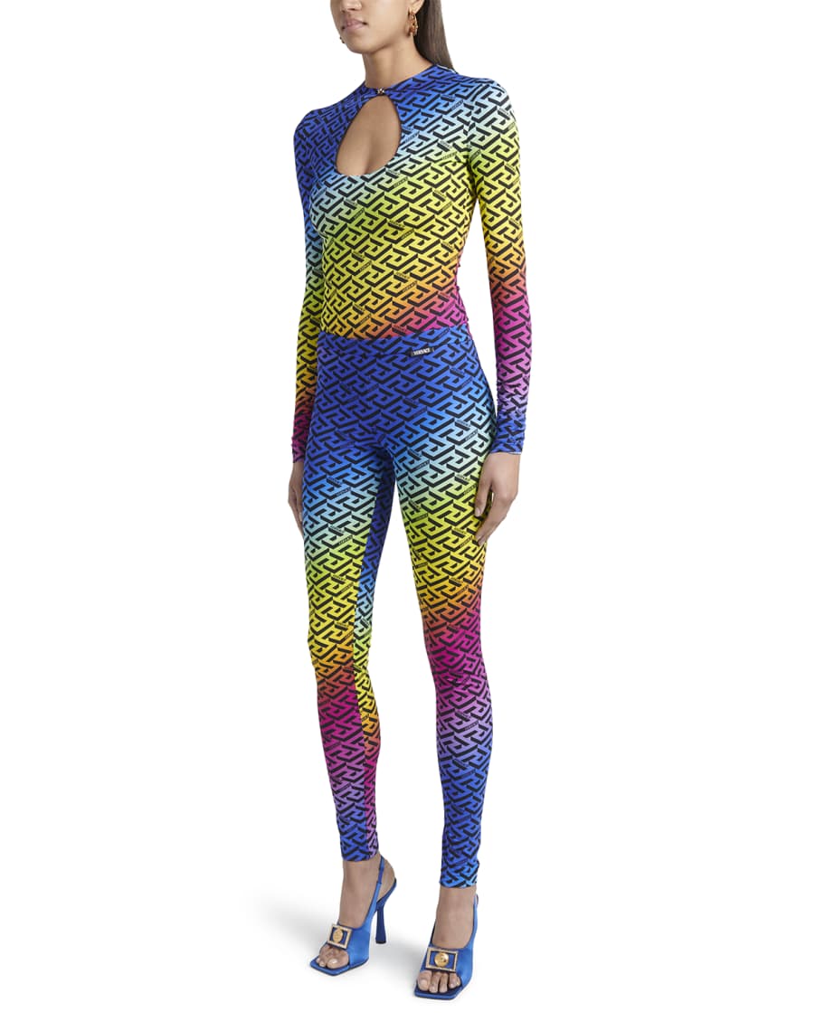 Versace Rainbow Greca Cutout Bodysuit | Neiman Marcus