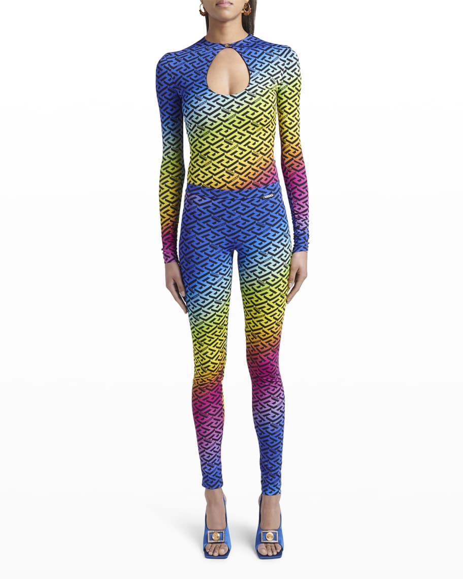 Versace Rainbow Greca Signature Leggings | Neiman Marcus