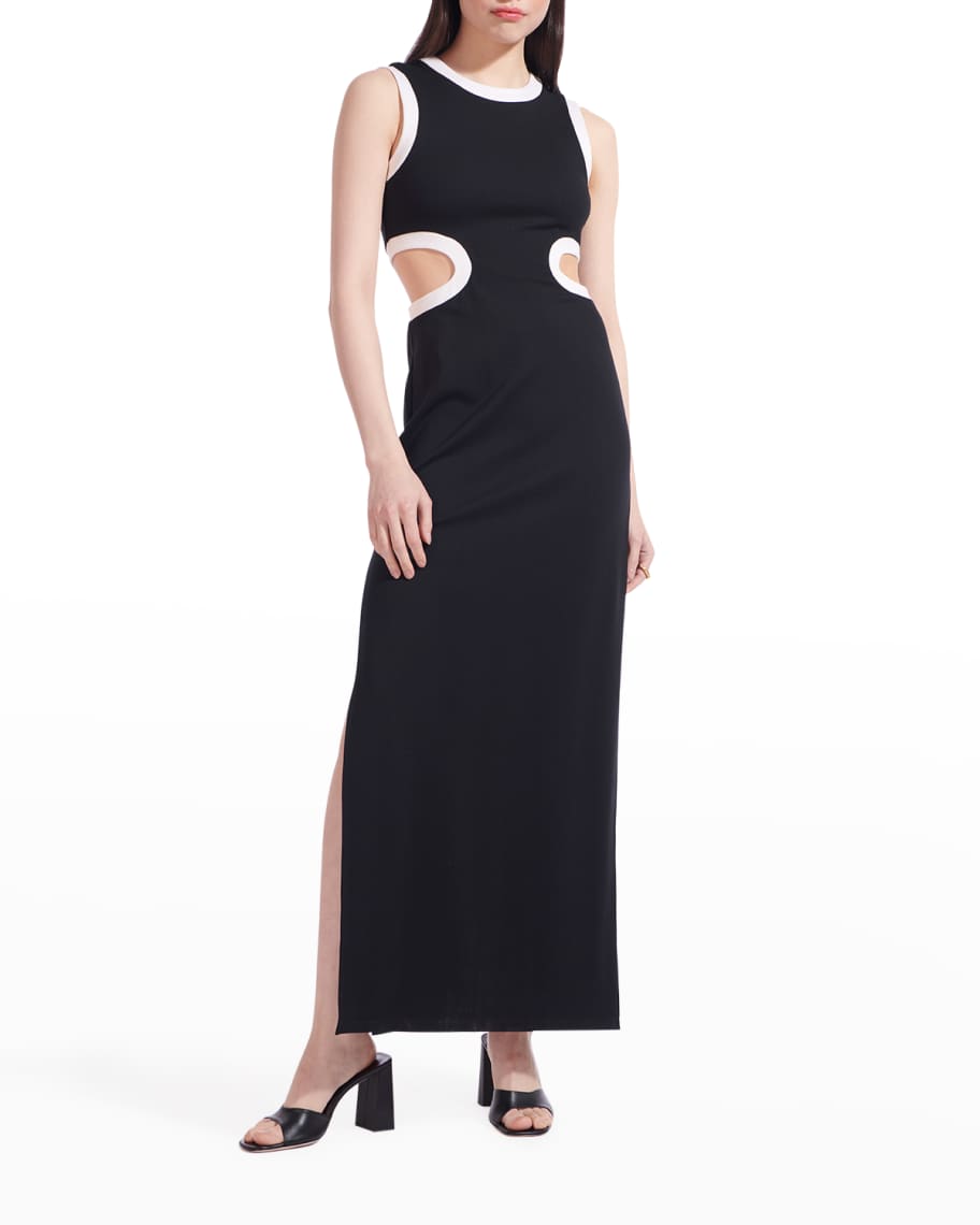 STAUD Dolce Sleeveless Long Cutout-Waist Slit Dress | Neiman Marcus
