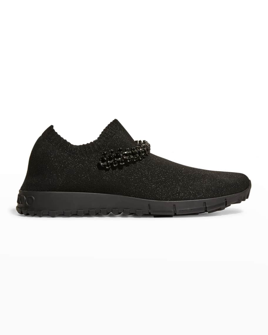 Jimmy Choo Verona Knit Crystal-Strap Trainer Sneakers | Neiman Marcus