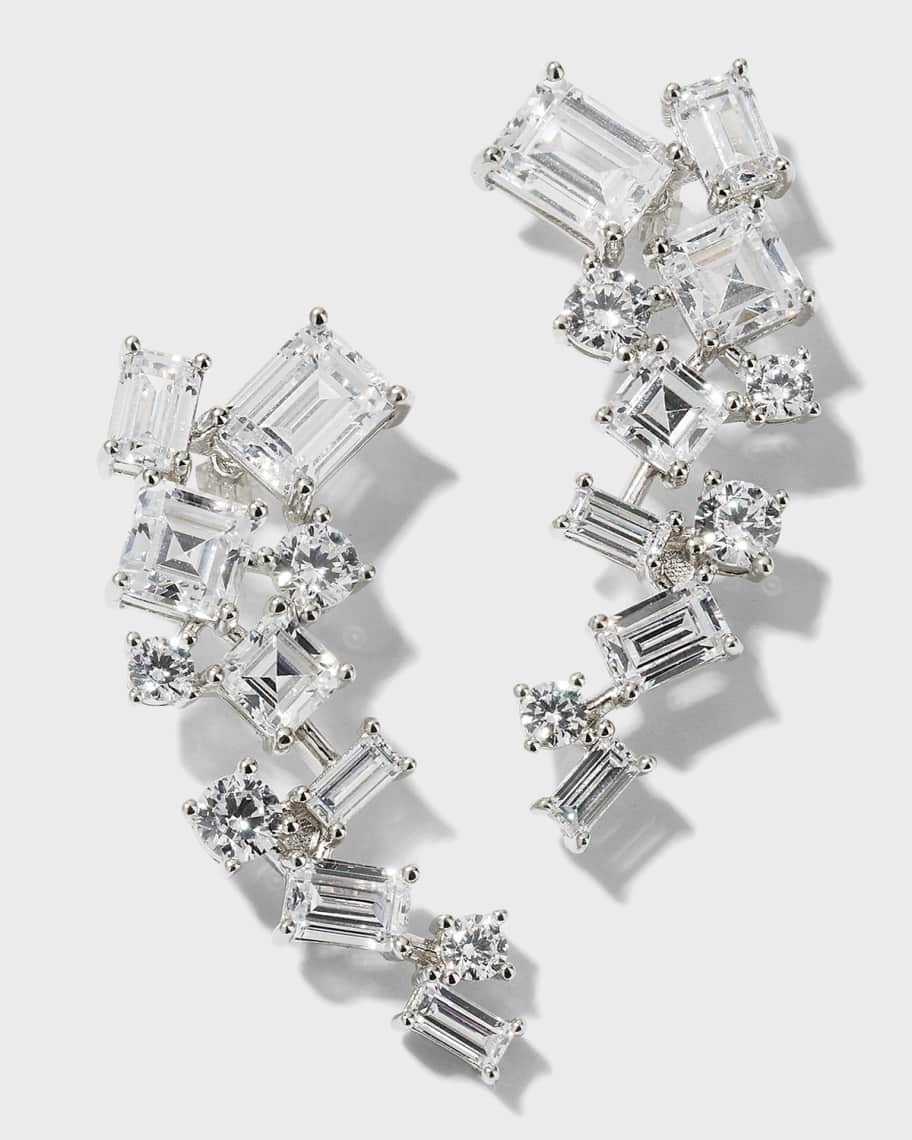 Golconda by Kenneth Jay Lane Emerald, Round and Multi-Shape Scatter Earring Crawlers, 16.0 ...