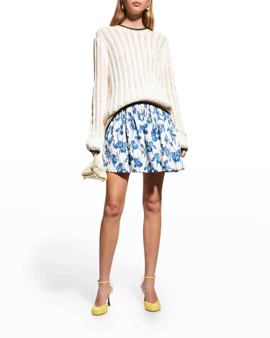 Jason Wu Crochet Crewneck Sweater | Neiman Marcus