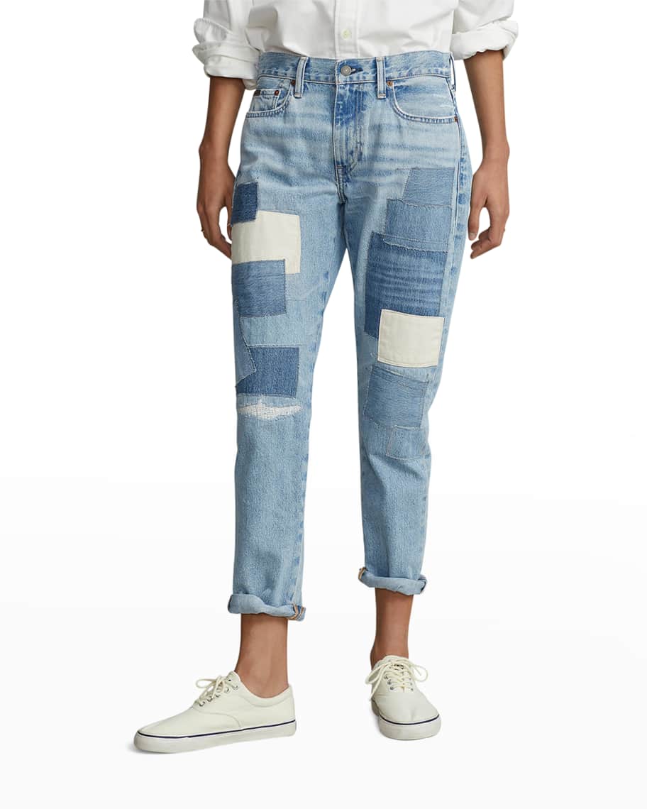 Polo Ralph Lauren Avery Denim Patchwork Boyfriend Ankle Jeans | Neiman ...