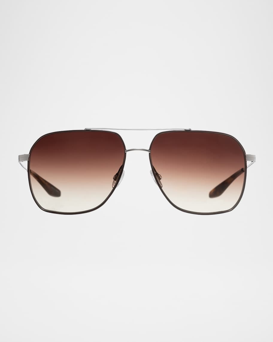 Barton Perreira Men's Aeronaut Double-Bridge Metal Aviator Sunglasses ...