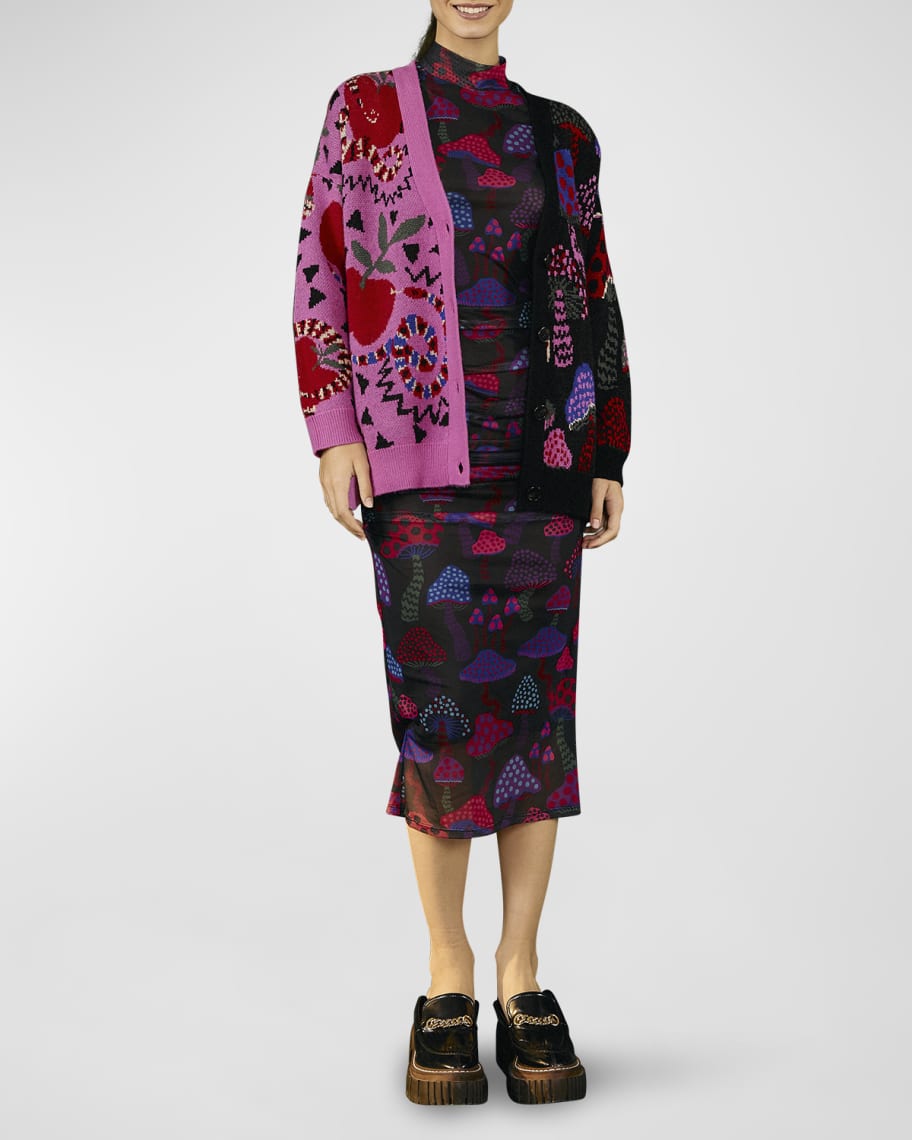 Farm Rio Mixed Snake Mushroom Cardigan | Neiman Marcus